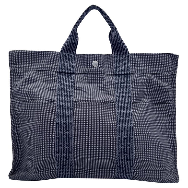 Hermes Paris Grey Canvas Her Line Herline MM Handbag Tote Bag For Sale ...