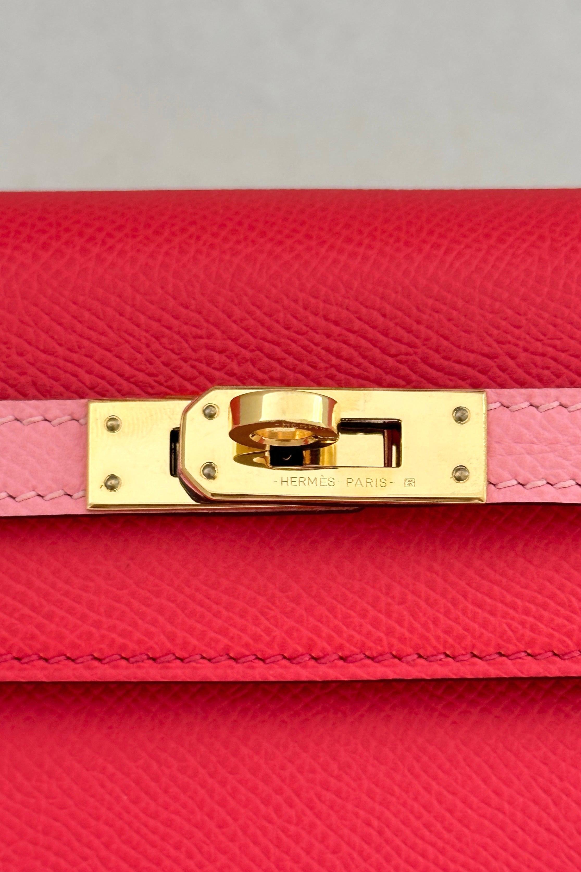 Hermès Paris Kelly 25 Two Tone Epsom leather custom stamp Gold HW ...