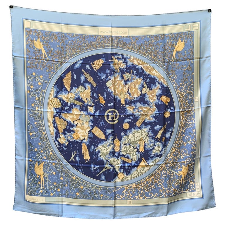 Hermes Paris Light Blue Www Dot Com Silk Scarf 2001 Christine Henry For ...