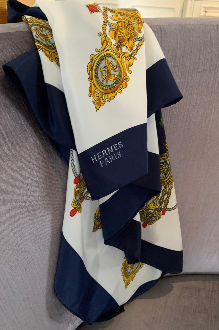 Hermes Paris Silk Scarf of Medallions and Tassels For Sale at 1stDibs