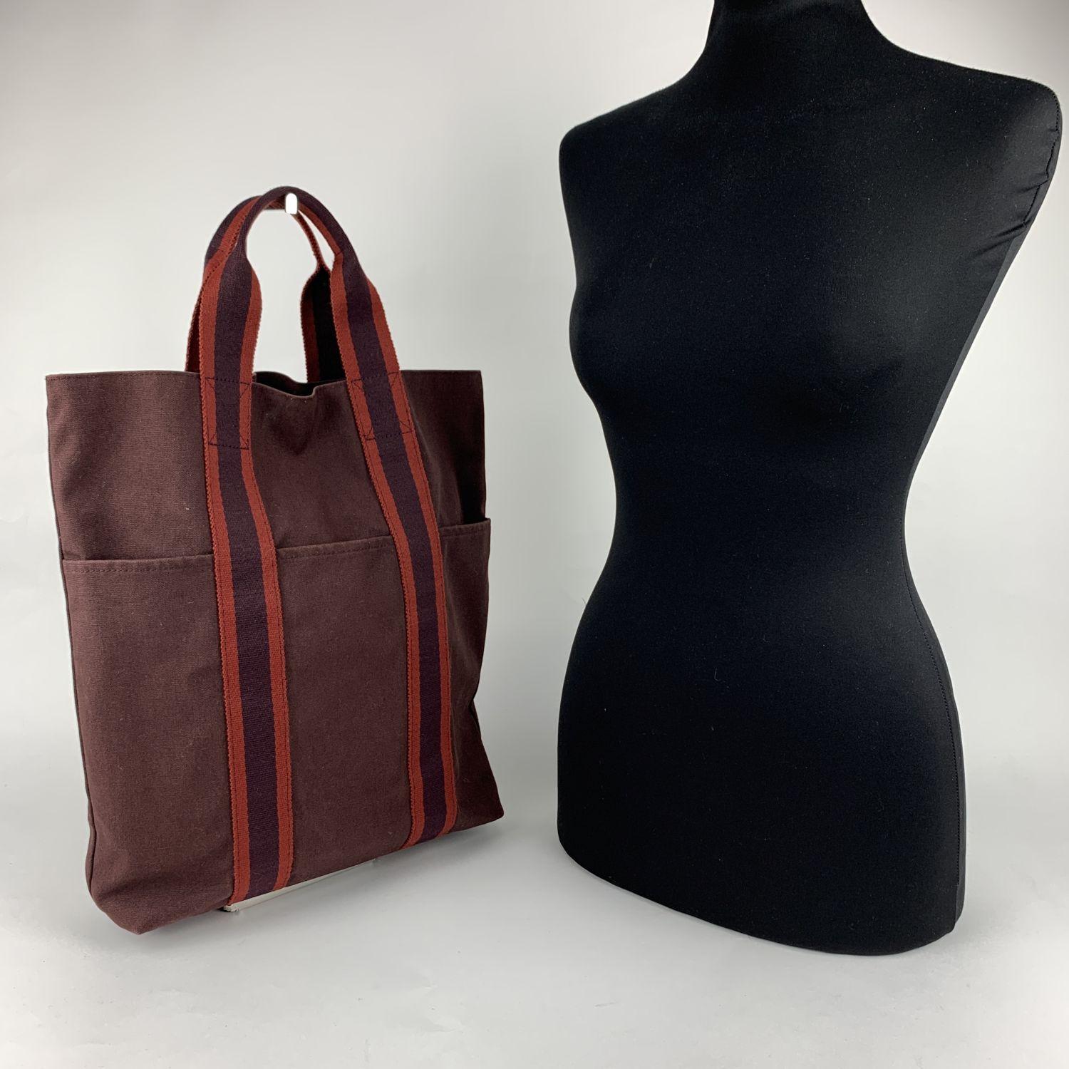 Hermes Paris Vintage Brown Red Fourre Tout Vertical Shopping Bag Tote ...