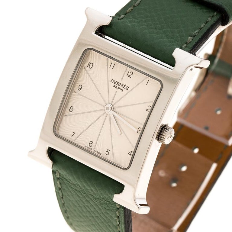 Hermes Pearl White Stainless Steel Heure H HH1.510 Women's Wristwatch ...