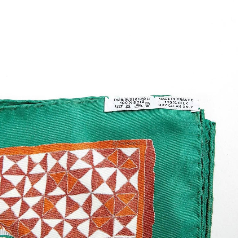 HERMES Persona Green Silk Scarf at 1stDibs