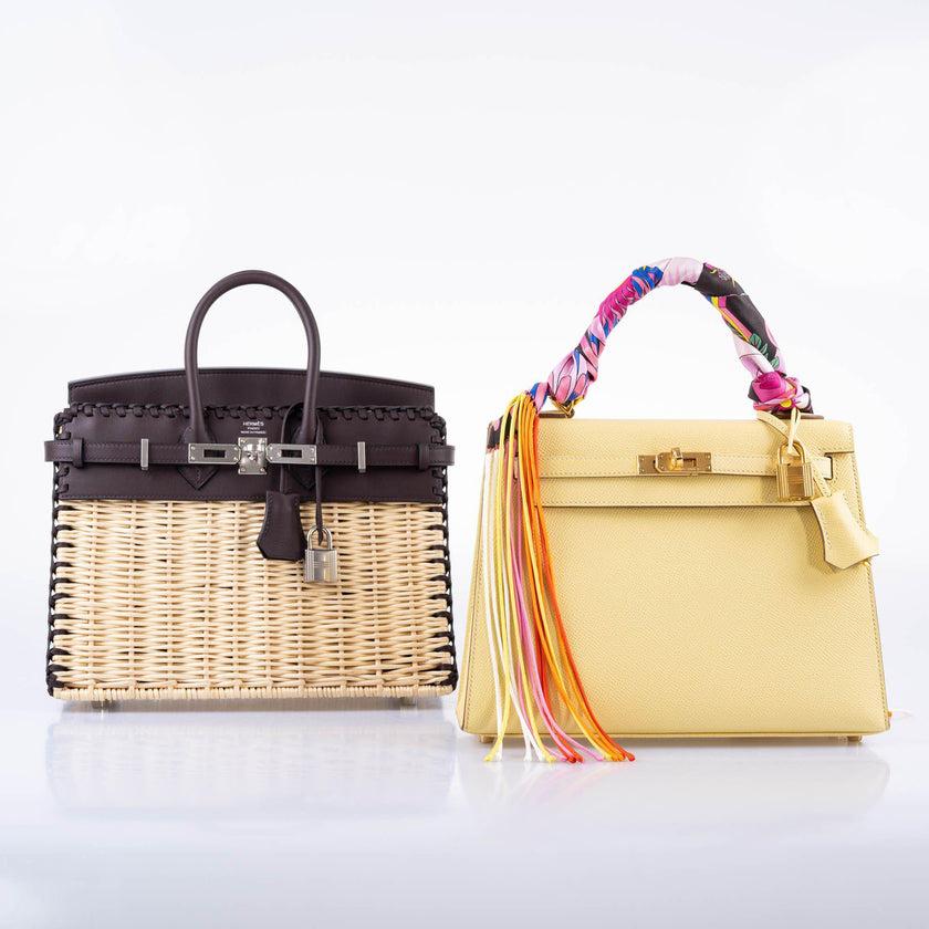 Hermès Picnic Birkin 25 Osier Wicker and Rouge Swift with Palladium ...