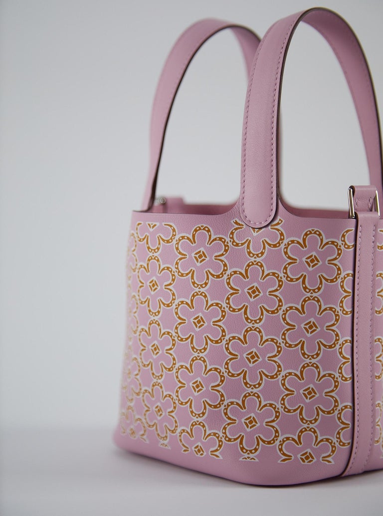 HERMÈS PICOTIN 14CM MICRO MAUVE SYLVESTER "LUCKY DAISY" Swift Leather ...