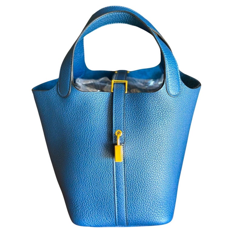 Hermes Picotin 18 Deep Blue Mini Picotin Lock 18cm Gold Hardware For ...