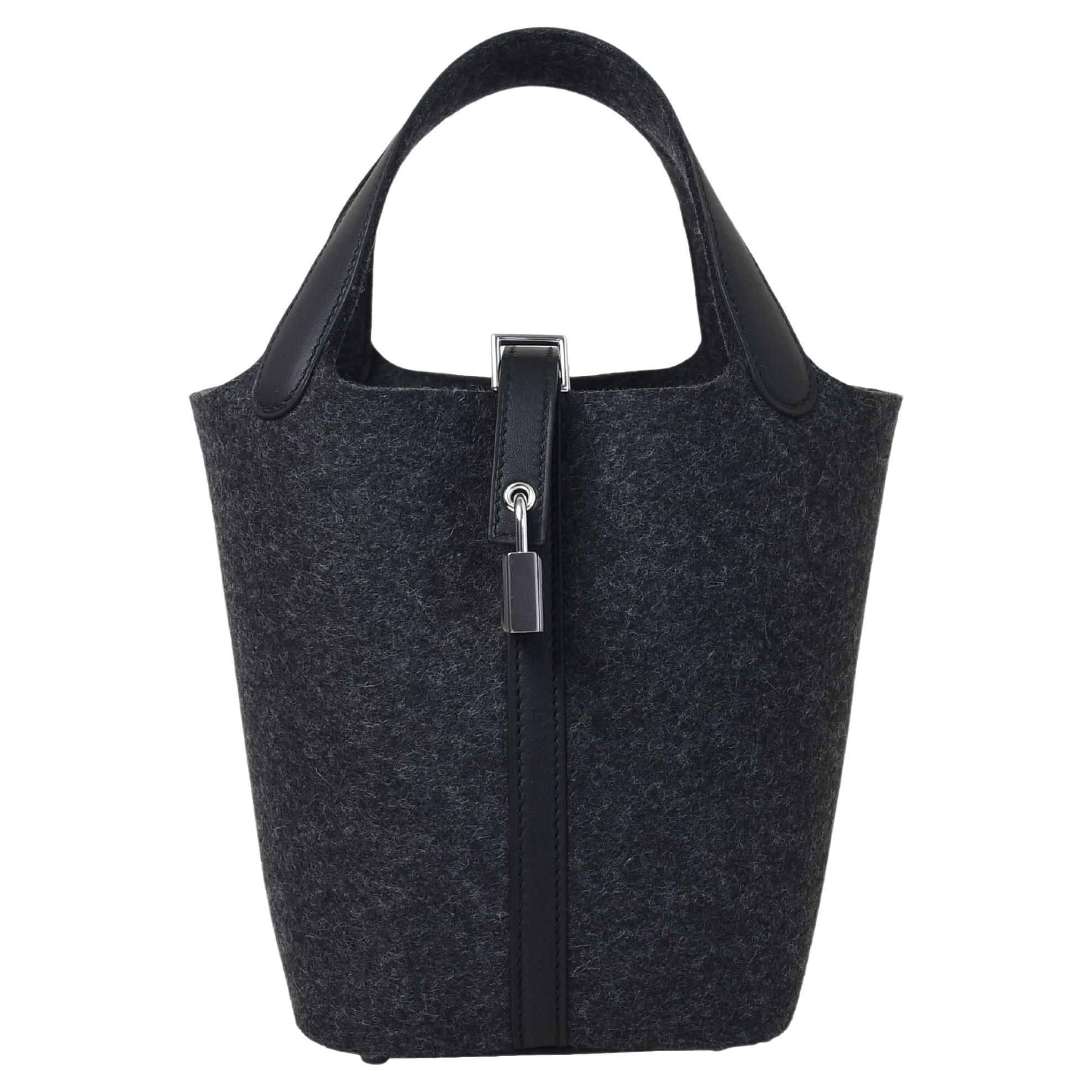 Vintage Hermes Black Leather Top Handle Handbag W/Lock and Key For Sale ...