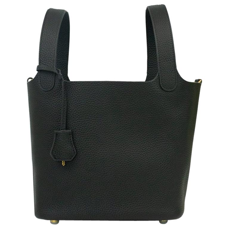 Hermès, Picotin 22 lock in black leather at 1stDibs