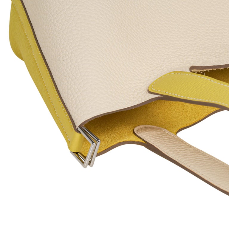 Hermes Picotin Lock 18 Casaque Bag Lime / Nata Bi-Color Tote Clemence ...