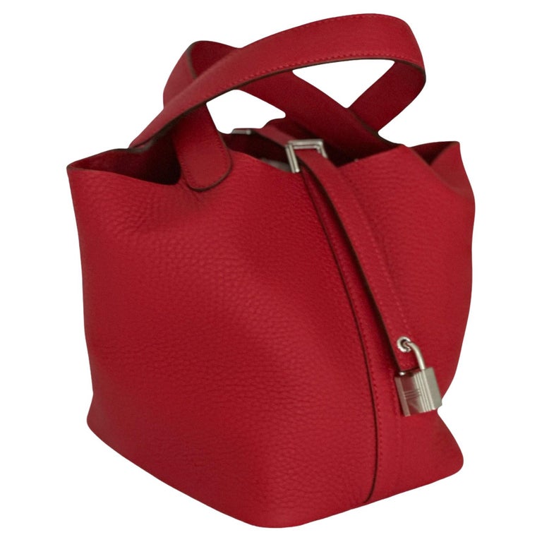 Hermes Picotin Lock 18cm Vermillion Red Palladium Hardware For Sale at 1stDibs