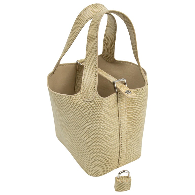 Hermes Picotin Lock Micro Mini 14 Bag Lizard Tote Palladium Hardware at ...