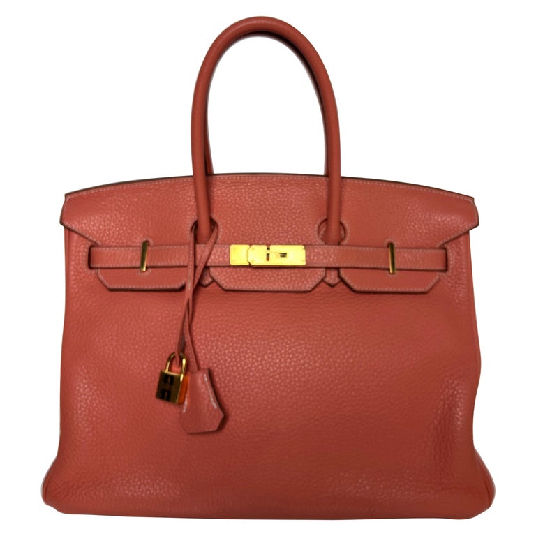 Hermes Pink Crevette Birkin 35 Bag