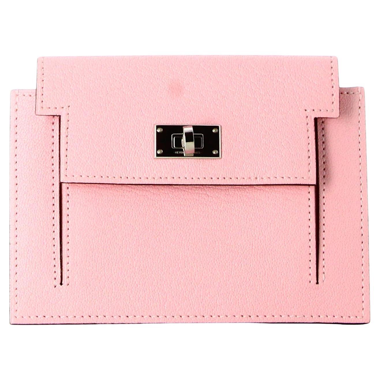 Hermes Pink Leather wallet For Sale at 1stDibs