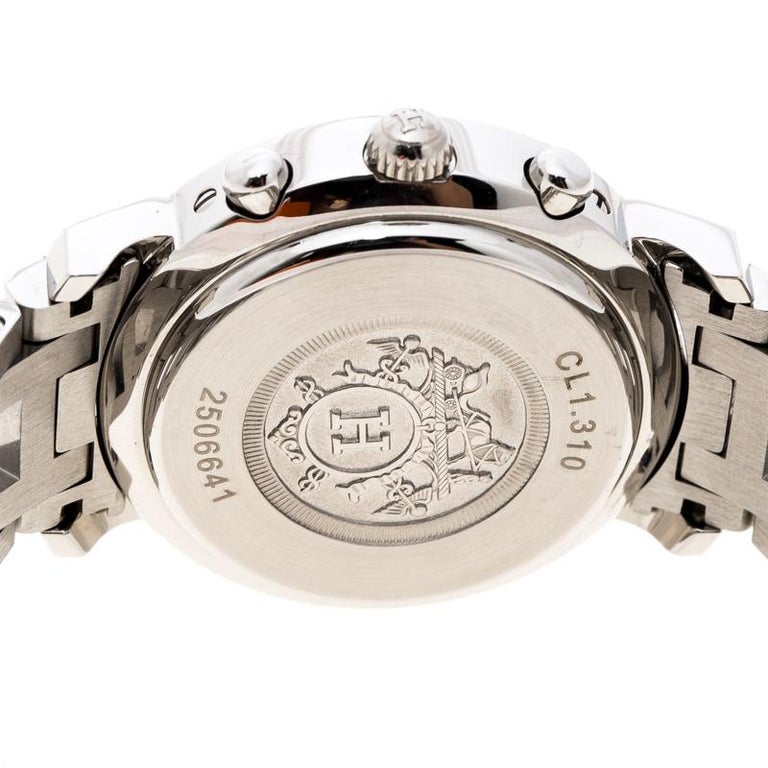 Hermes Pink Mother of Pearl Clipper Chronograph CL1.310 Women's Wristwatch 31 mm at 1stDibs