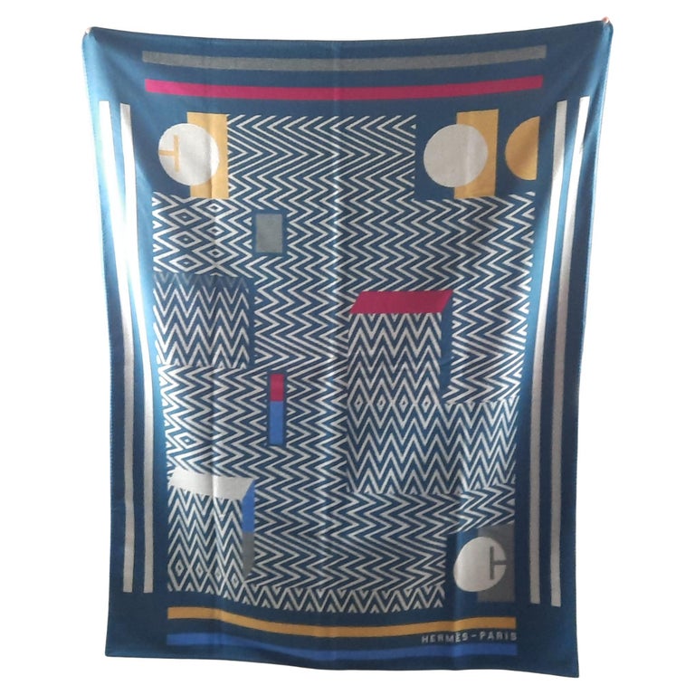 Hermes Plaid Enigmatic Colour Peacock Blue Merino Wool And Cashmere For ...