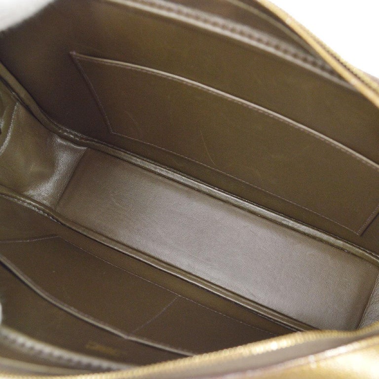 HERMES Plume 28 Bronze Chèvre Leather Gold Top Handle Shoulder Tote Bag ...