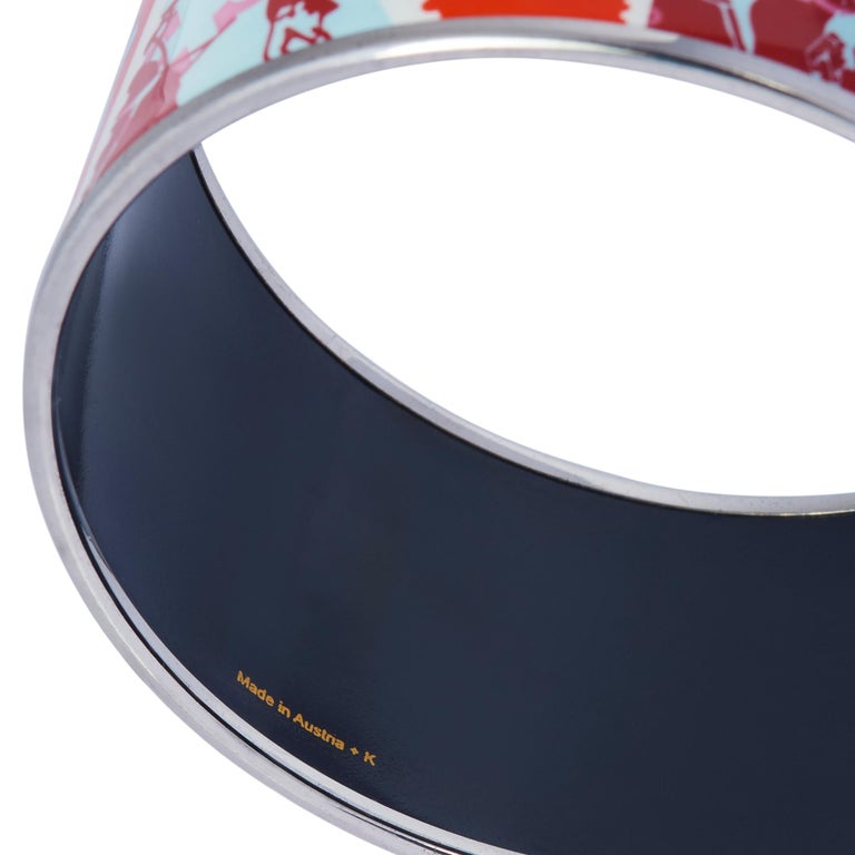 Hermès Postage Stamps Enamel Bangle Bracelet For Sale at 1stDibs