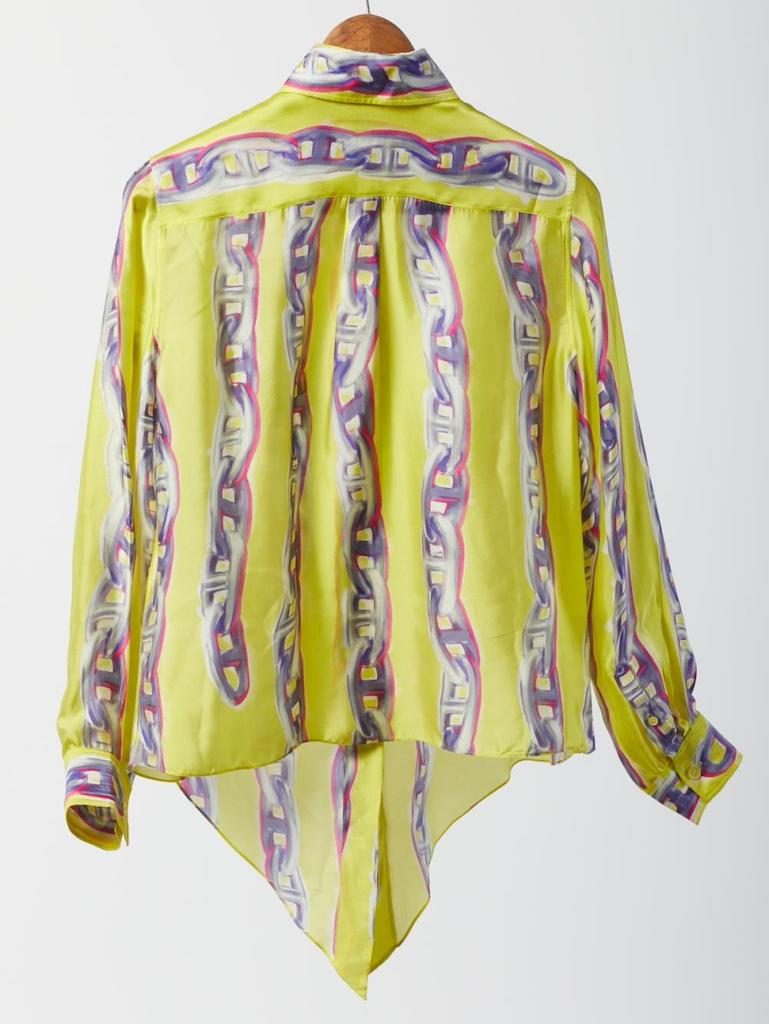Hermes Printed Silk Shirt - Chaines d'Ancre motif For Sale at 1stDibs