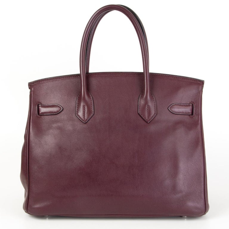 HERMES Prune purple Swift leather and Silver BIRKIN 30 Bag at 1stDibs