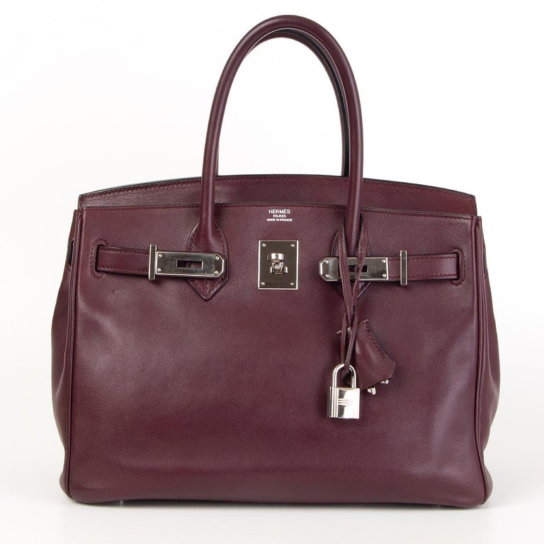 HERMES Prune purple Swift leather and Silver BIRKIN 30 Bag at 1stDibs