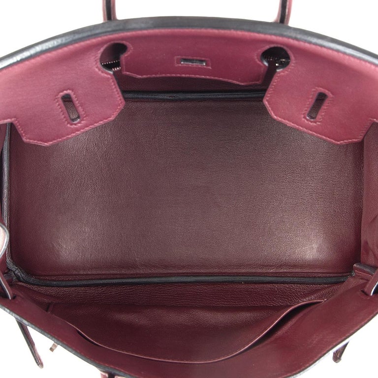 HERMES Prune purple Swift leather and Silver BIRKIN 30 Bag at 1stDibs