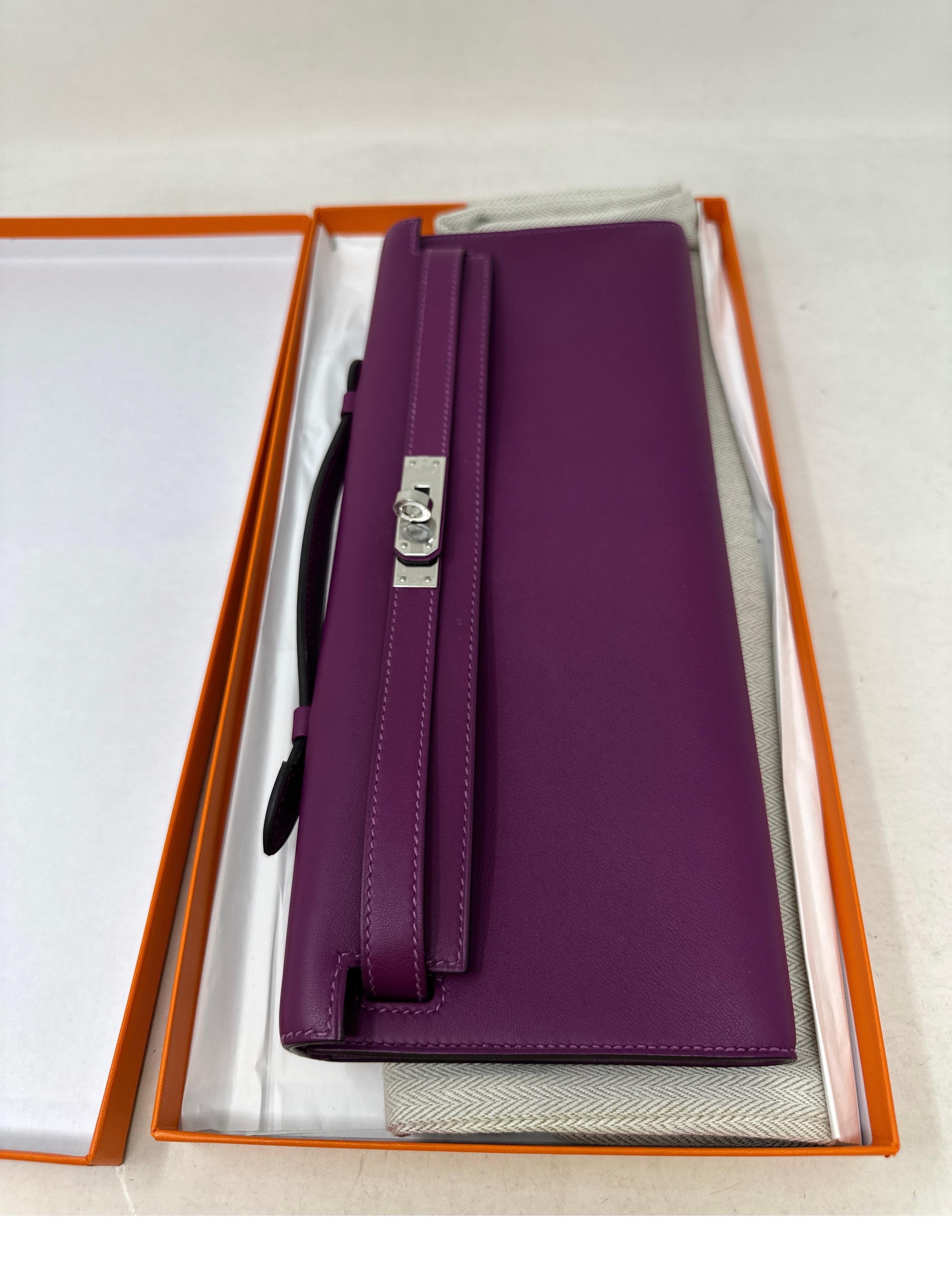 Hermes Purple Kelly Clutch Bag at 1stDibs