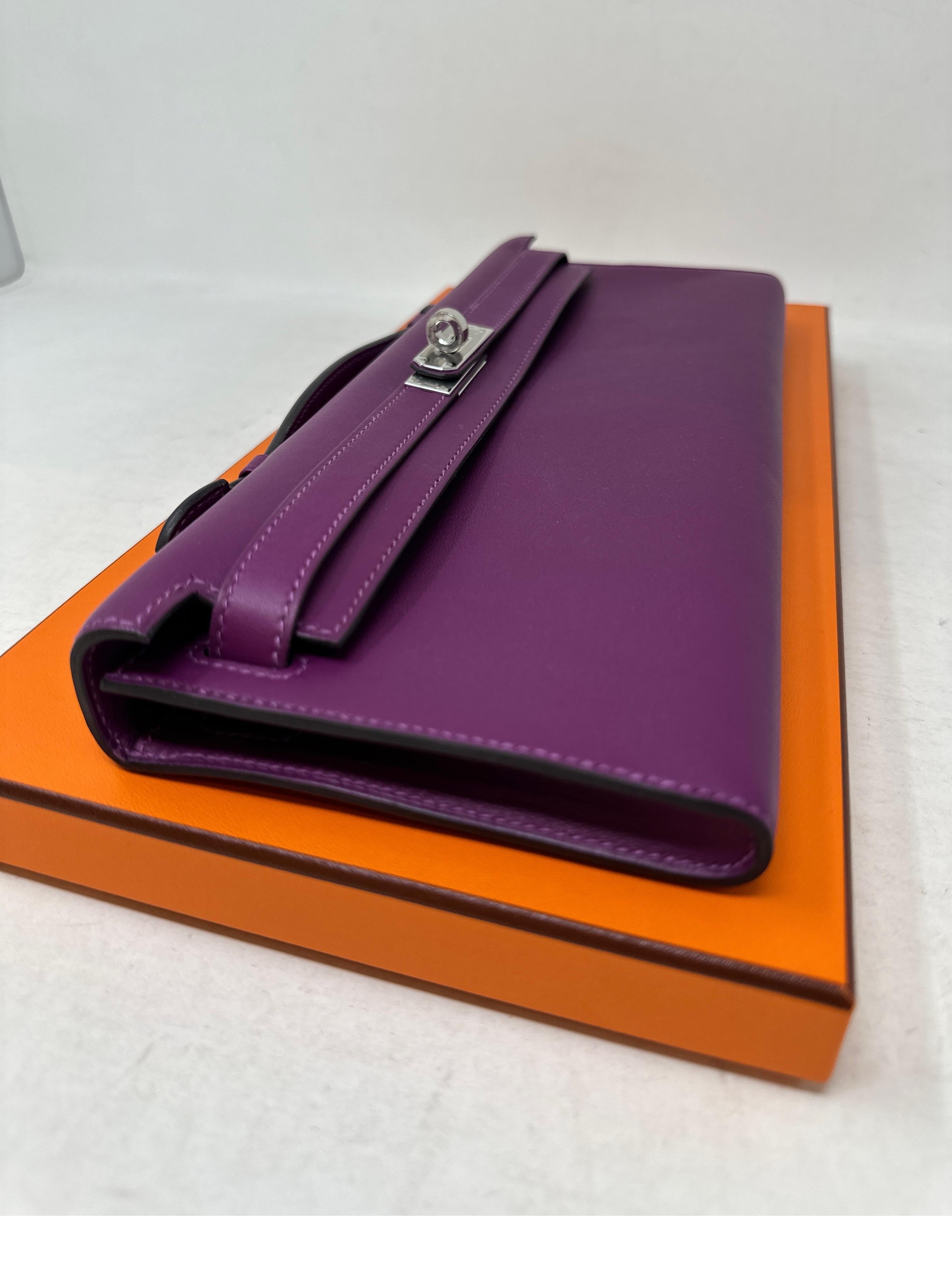 Hermes Purple Kelly Clutch Bag at 1stDibs
