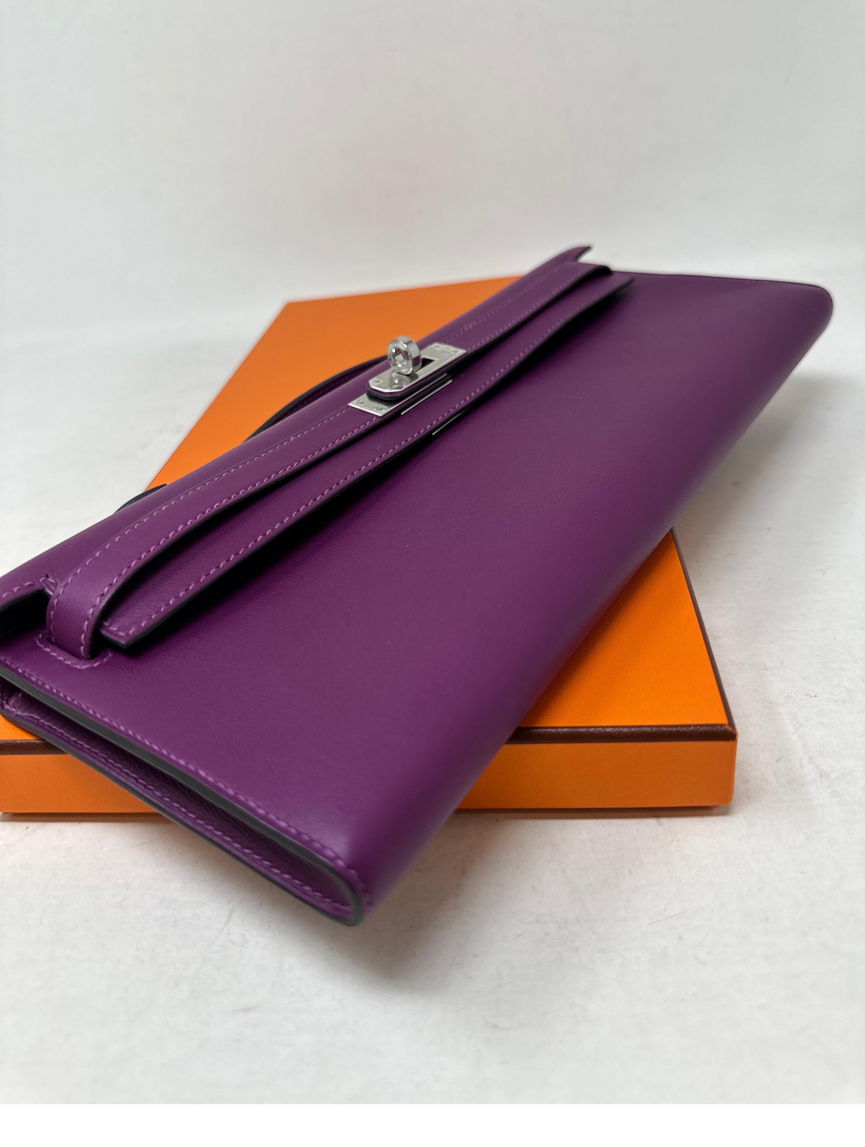 Hermes Purple Kelly Clutch Bag at 1stDibs