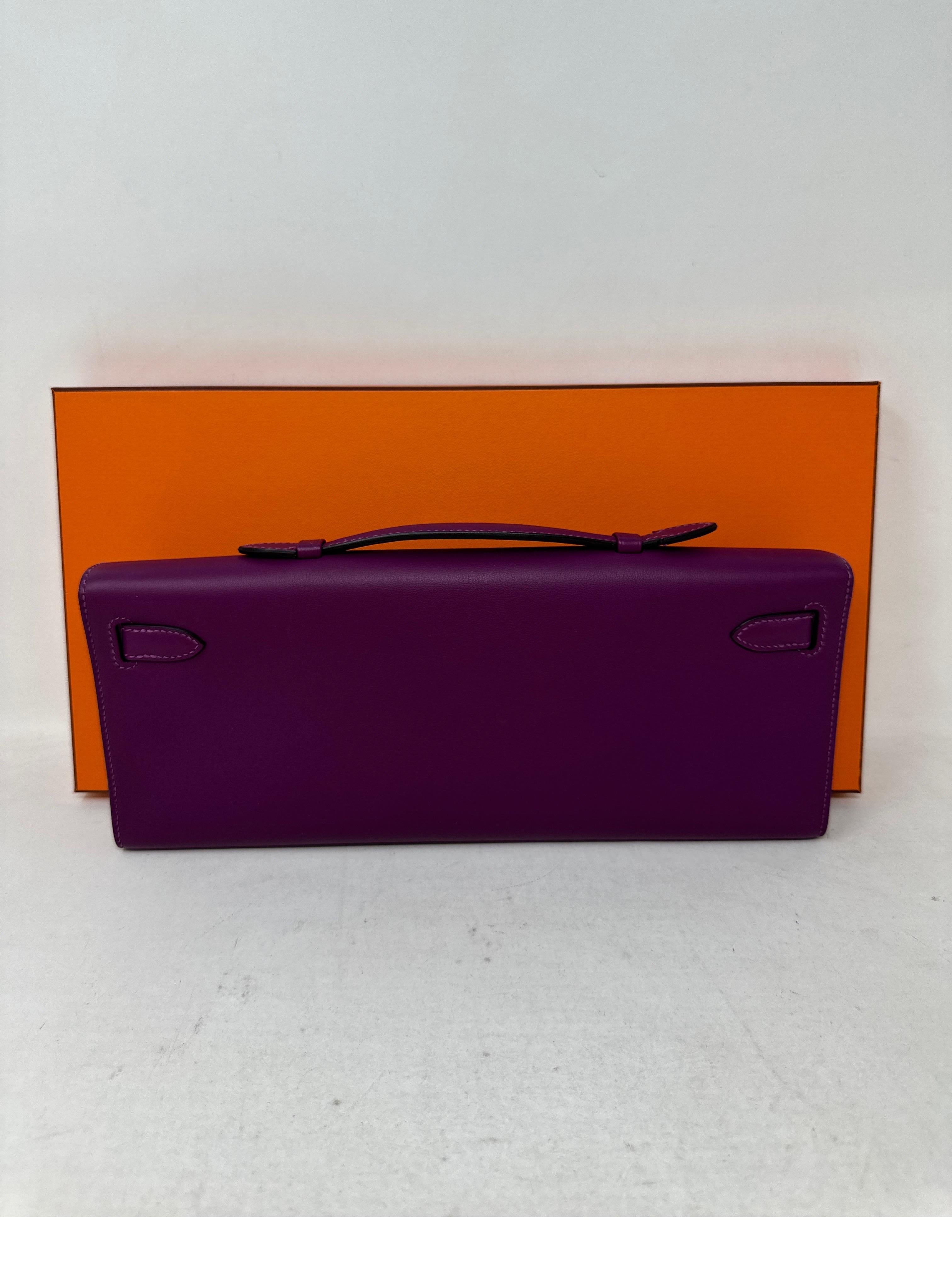 Hermes Purple Kelly Clutch Bag at 1stDibs