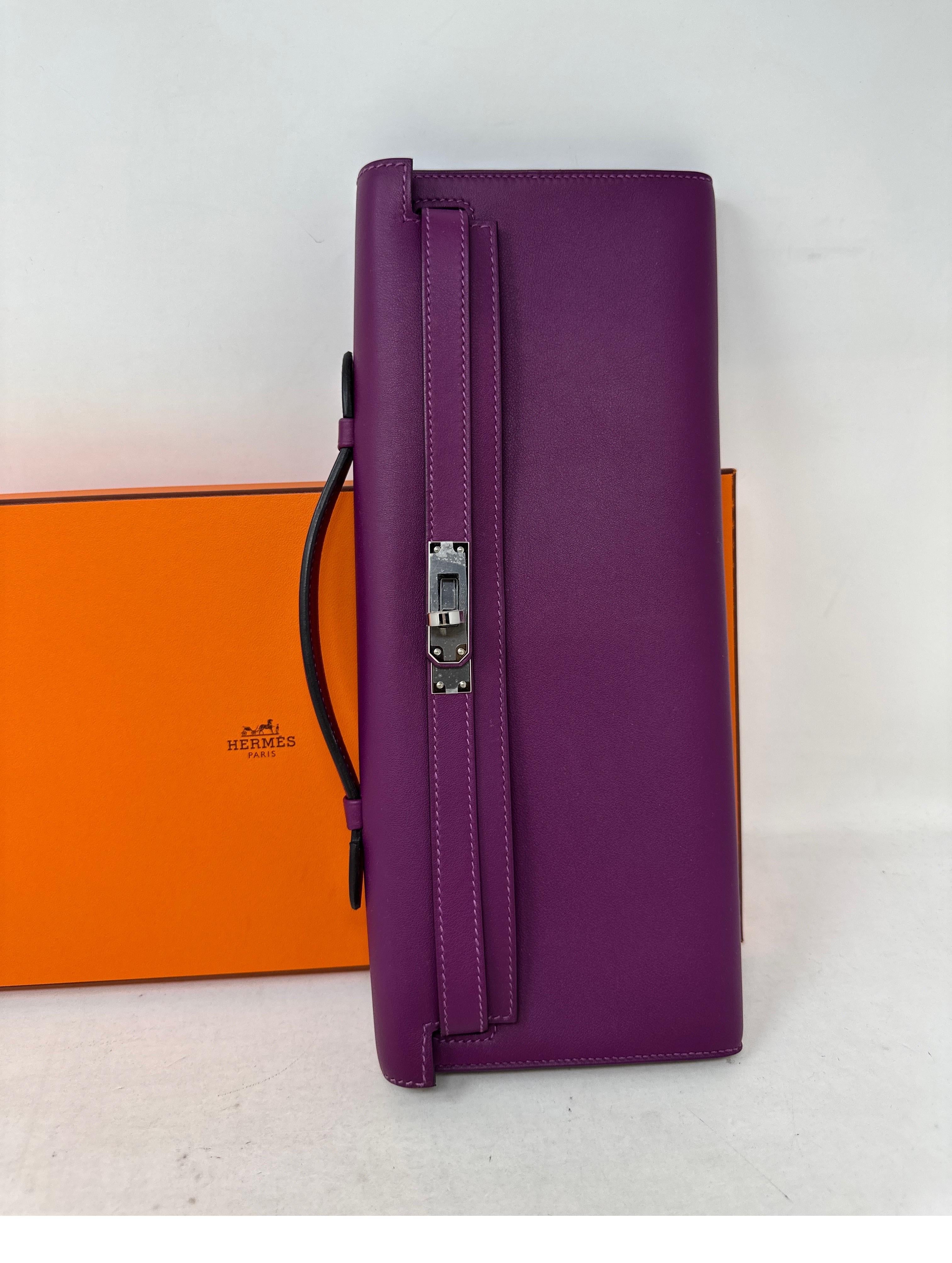 Hermes Purple Kelly Clutch Bag at 1stDibs