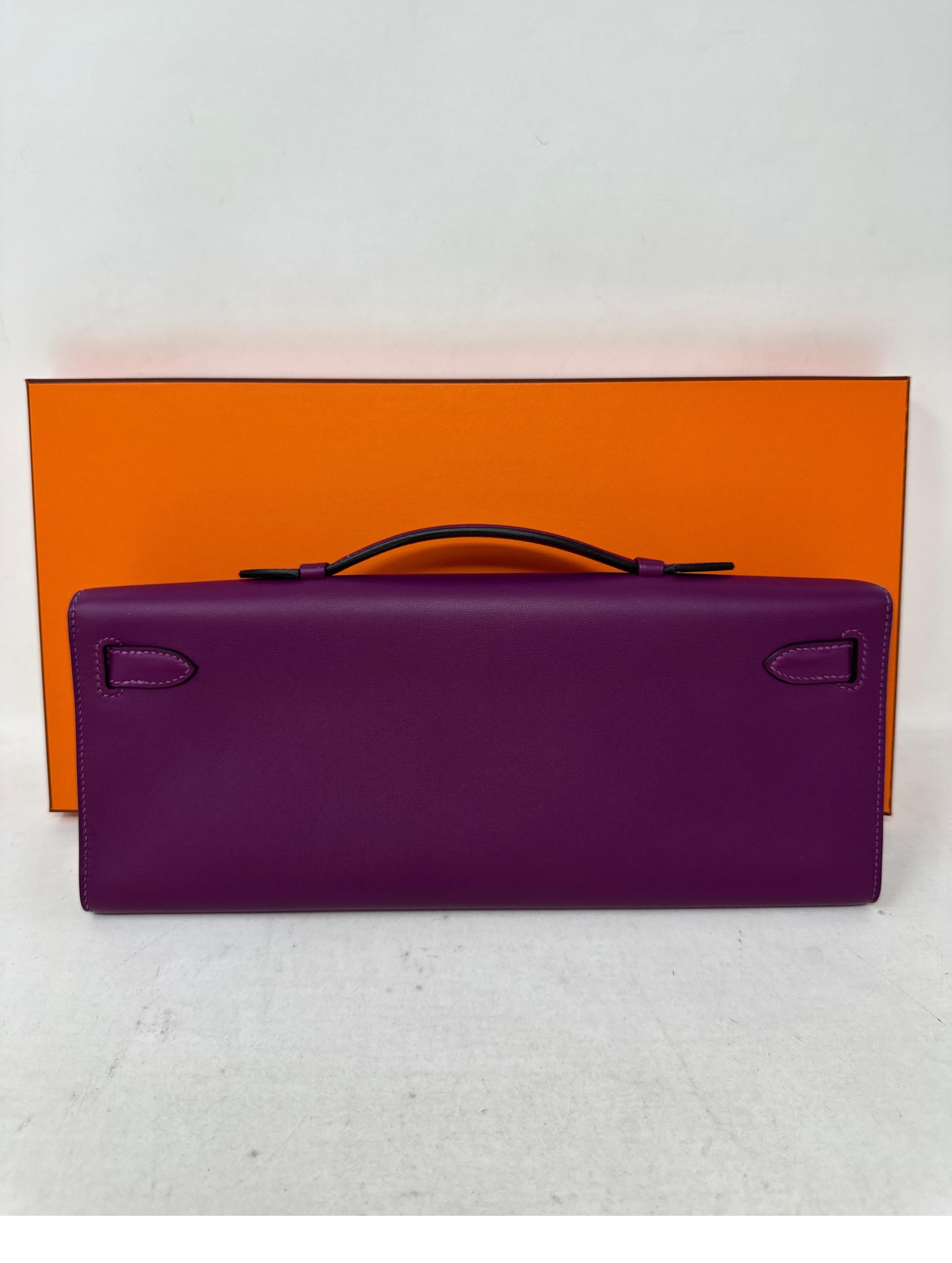 Hermes Purple Kelly Clutch Bag at 1stDibs