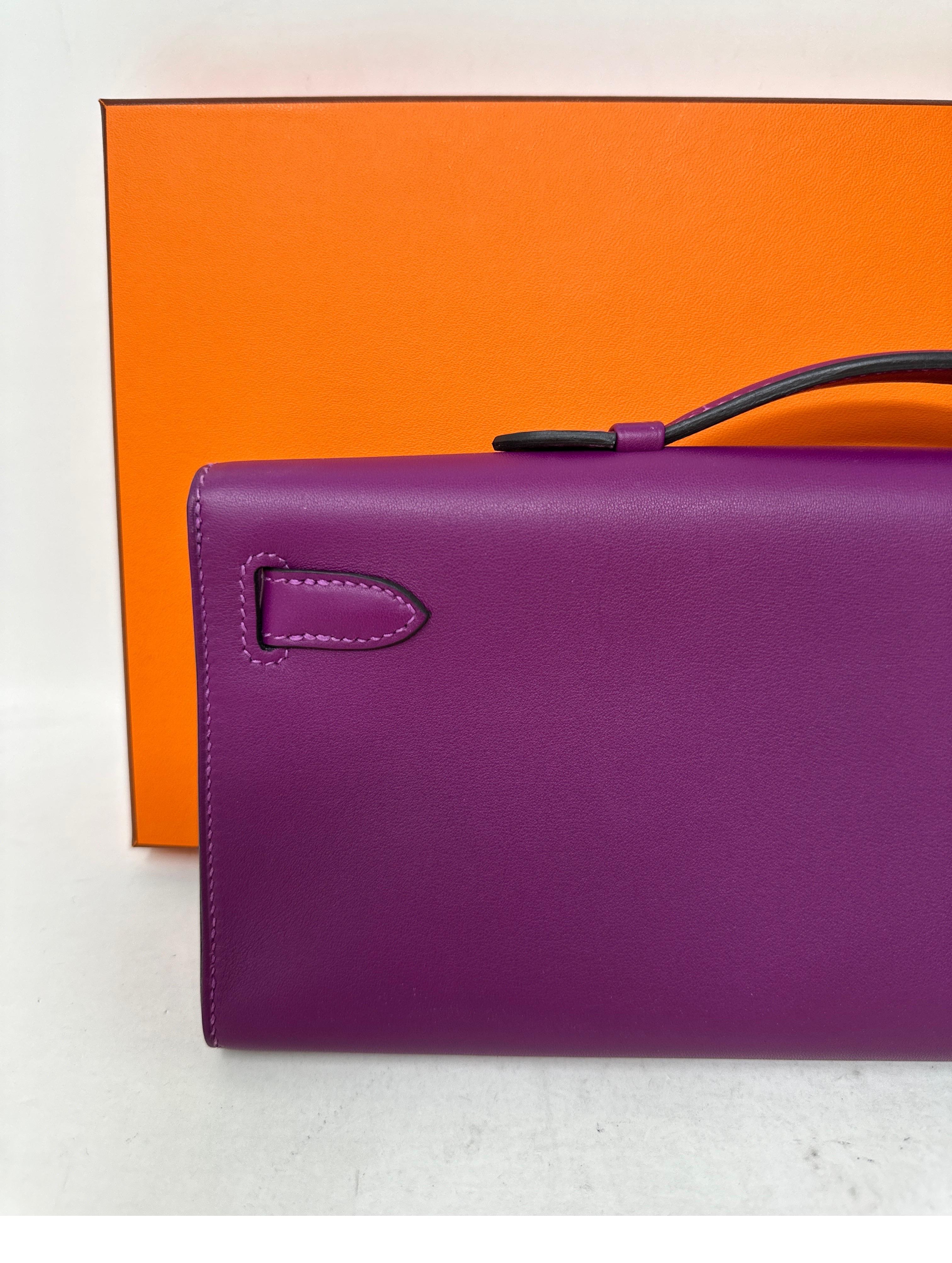 Hermes Purple Kelly Clutch Bag at 1stDibs