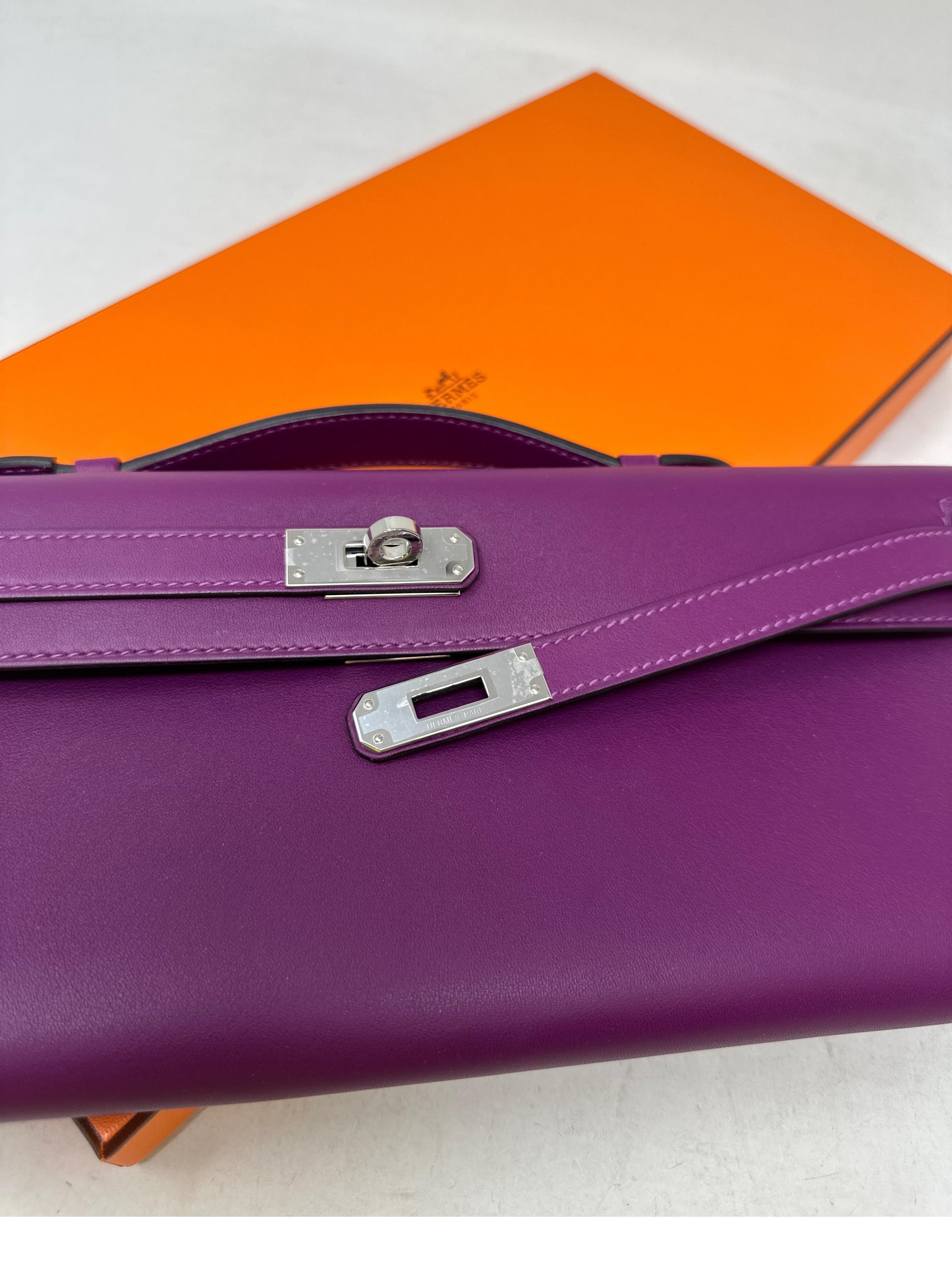 Hermes Purple Kelly Clutch Bag at 1stDibs