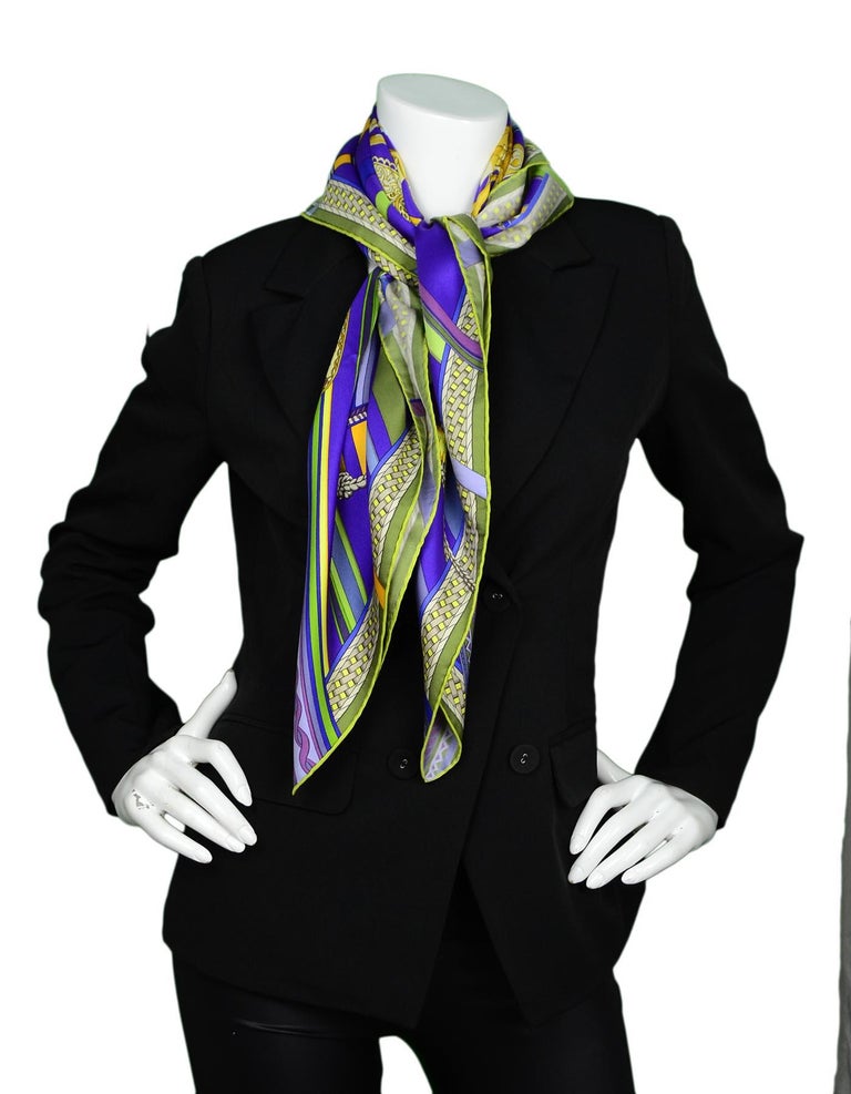 Hermes Purple/Olive Green Concours D' Etriers By Virginie Jamin 90CM ...