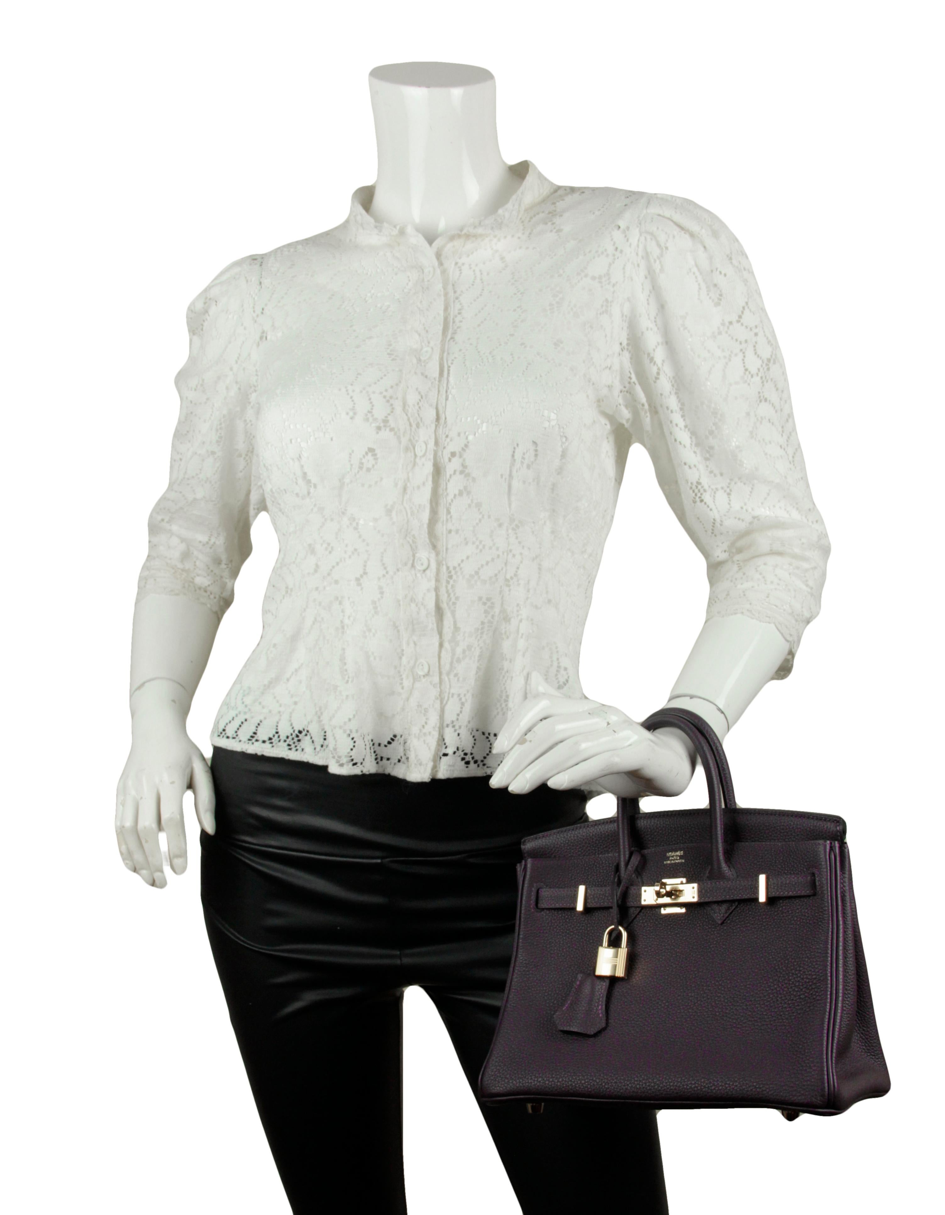 Hermes Raisin Purple Togo Leather 25cm Birkin Bag w/ Box, Dustbag and ...