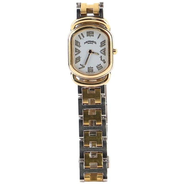 Hermes Rallye Quartz Watch Stainless Steel and Plated Metal 20 at 1stDibs