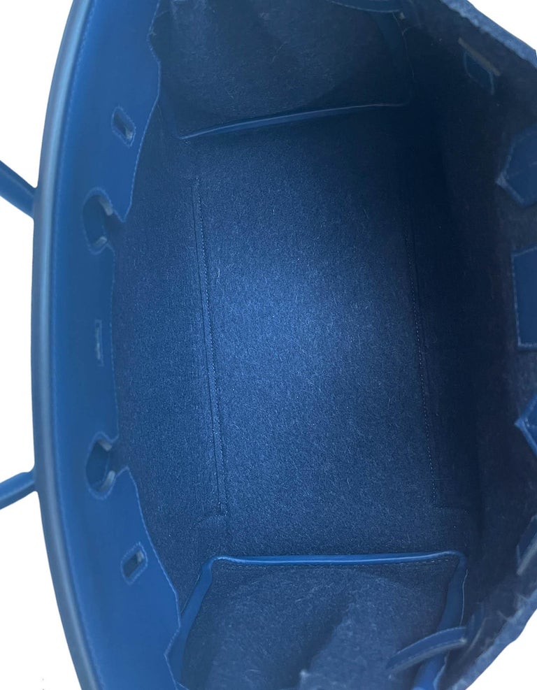 Hermes RARE Bleu Nuit / Blue De Malte Feutre/ Swift 35cm Birkin Bag w ...