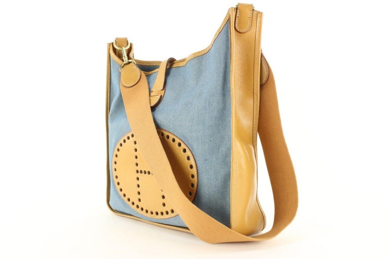 Hermes Rare Denim Evelyne Evelyn Messenger 1H1202 For Sale at 1stDibs