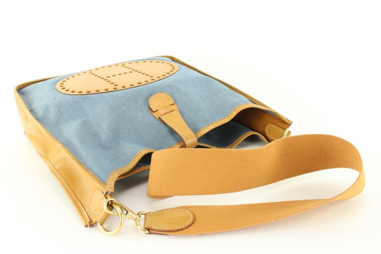 Hermes Rare Denim Evelyne Evelyn Messenger 1H1202 For Sale at 1stDibs