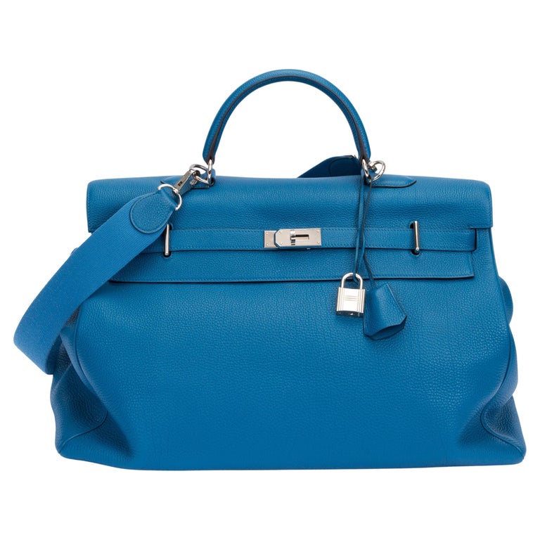 Hermès Rare Kelly 50 Unisex Blue Izmir For Sale at 1stDibs