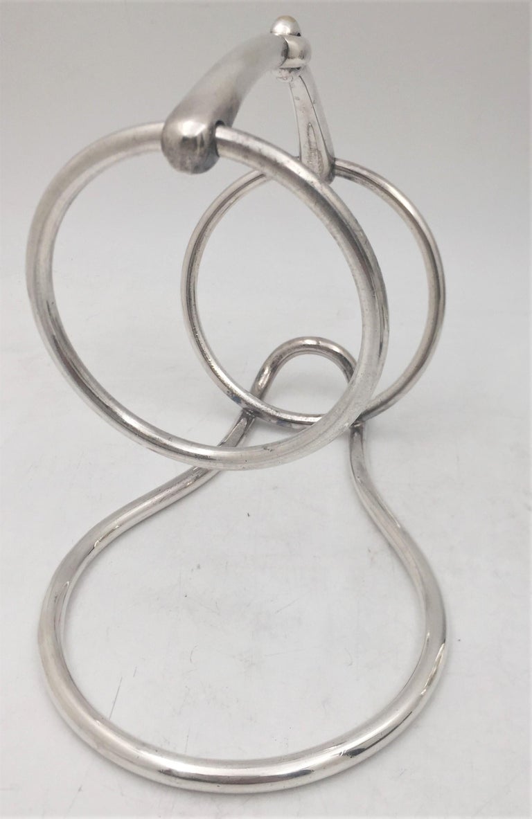 Hermes Rare Silver Plate Wine Holder in Mid-Century Modern Style at 1stDibs