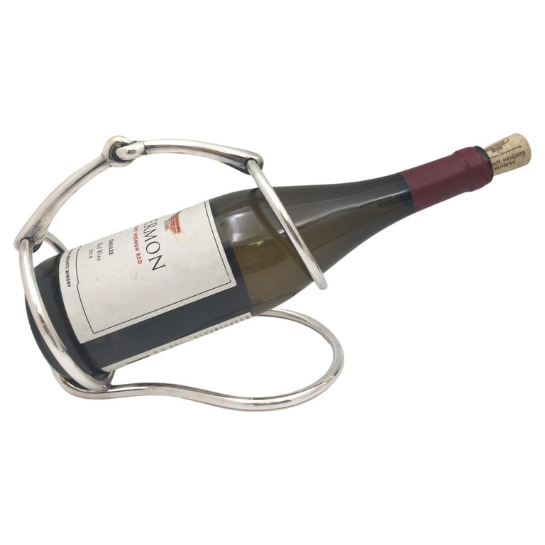Hermes Rare Silver Plate Wine Holder in Mid-Century Modern Style at 1stDibs