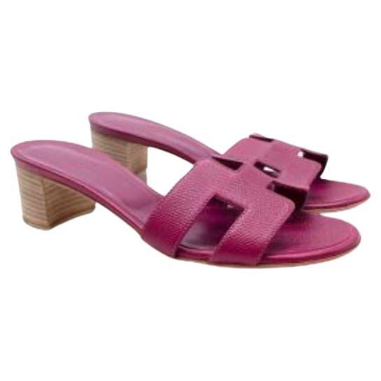Hermes Raspberry Epsom Leather Oasis Sandals For Sale at 1stDibs ...