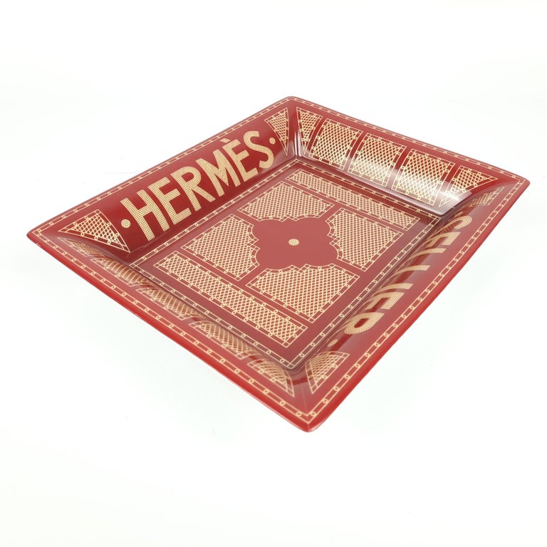Hermes Red/Gold Hermes Sellier change tray at 1stDibs