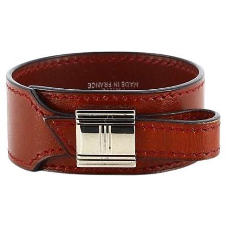 Hermes Red Leather Bracelet For Sale at 1stDibs