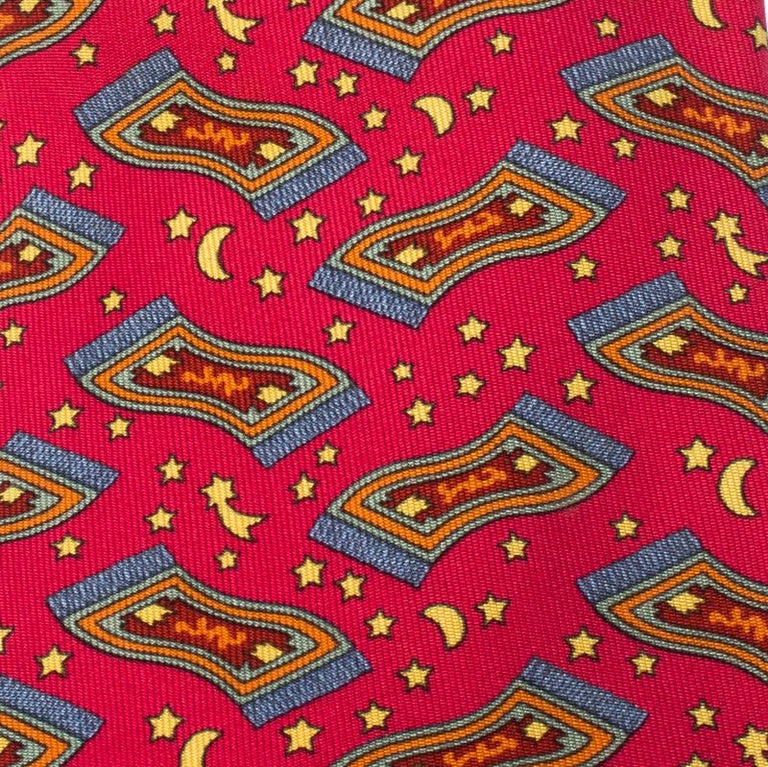 Hermès Red Magic Carpet Print Silk Classic Tie For Sale at 1stDibs