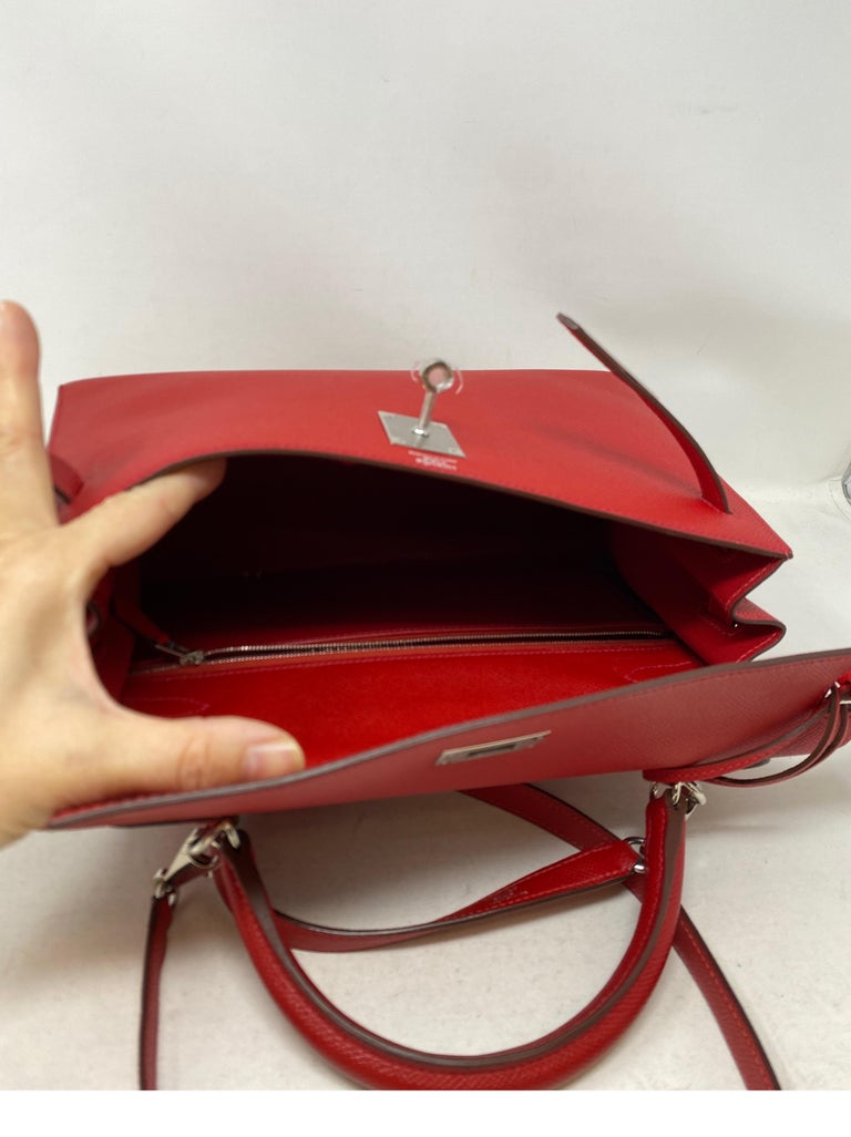 Hermes Red Rouge Casaque Kelly Bag at 1stDibs