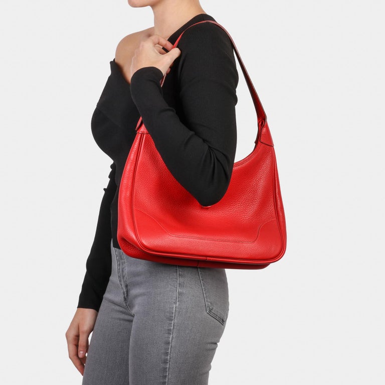 HERMES Red Togo Leather Trim II 31 For Sale at 1stDibs