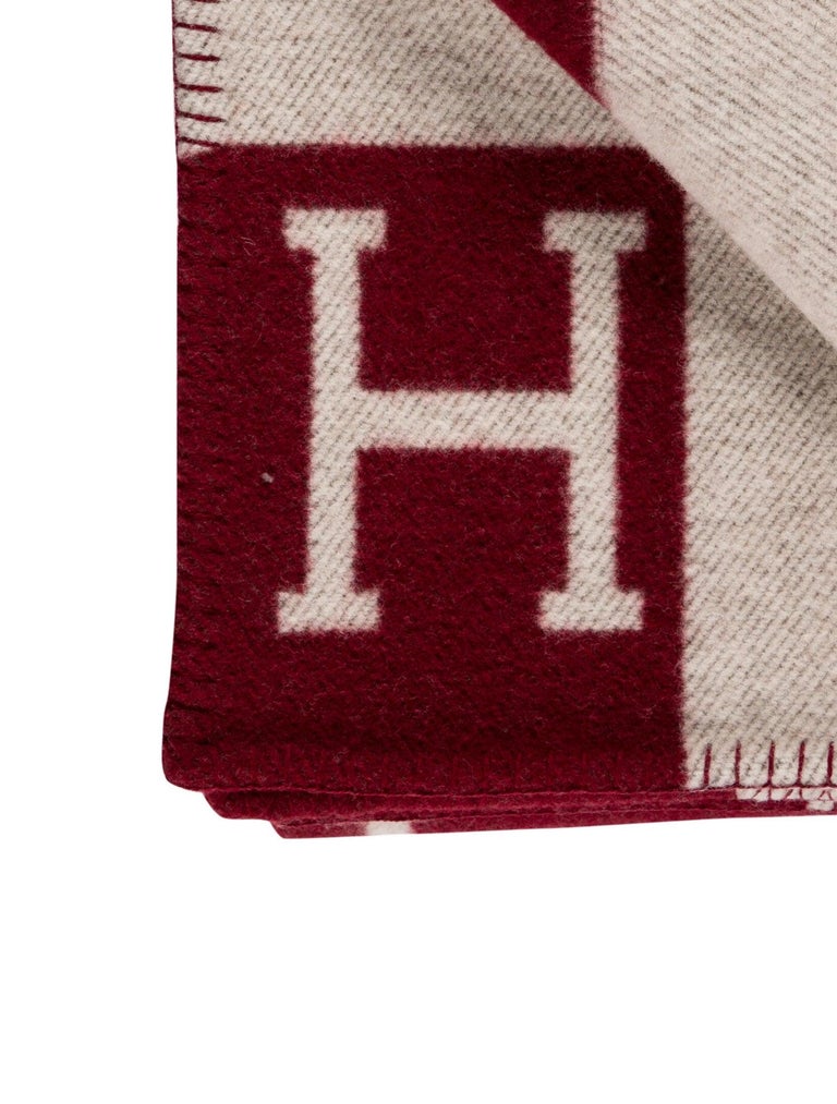 Hermes Red Wool Cashmere Avalon Throw Blanket For Sale at 1stDibs
