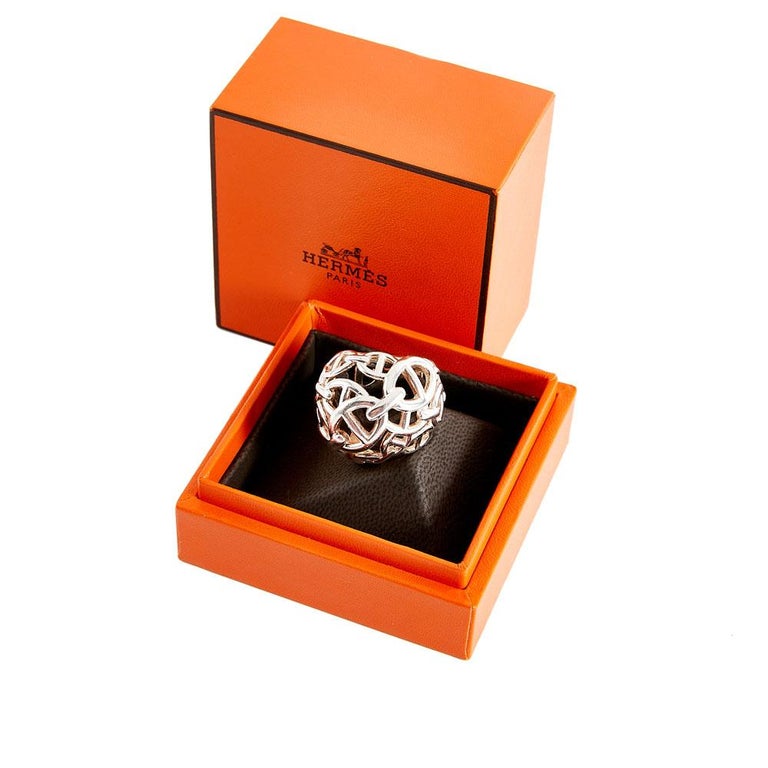 HERMES Ring Chained Silver Size 50 For Sale at 1stDibs | hermes ring size